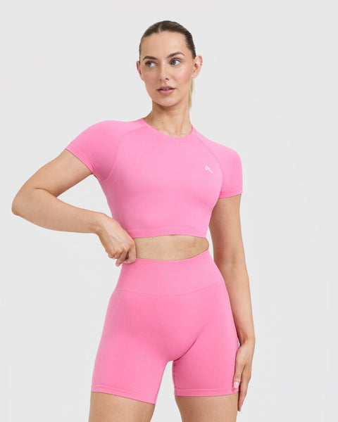 Go To Seamless Fitted Crop Top Peony Pink | Oner Active