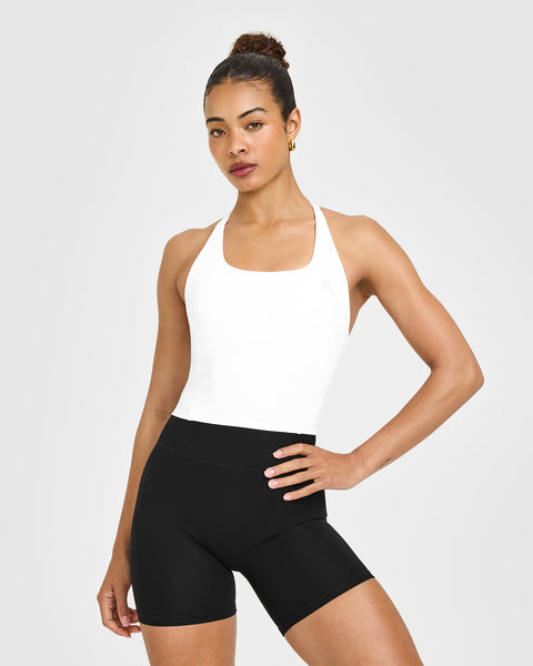 Neckholder Top Weiss Damen - Integrierter Sport-BH | Oner Active