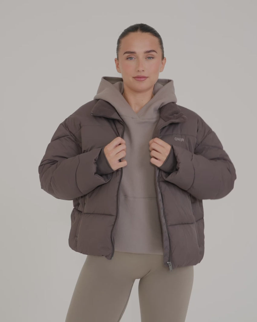 Puffer Jacke Damen - Farbe Deep Mauve - Flausch-Fleece | Oner Active
