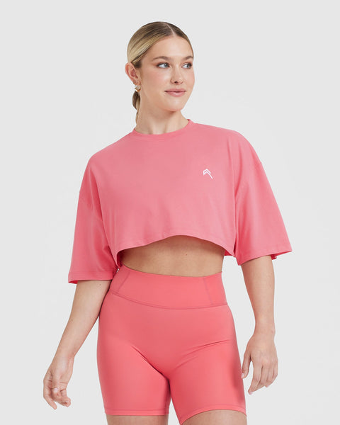 Damen Crop Shirt Pink - Washed Amplify Pink | Oner Active
