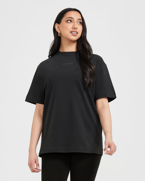 Schwarzes Oversize Shirt Damen - Kurzarm Washed Black | Oner Active