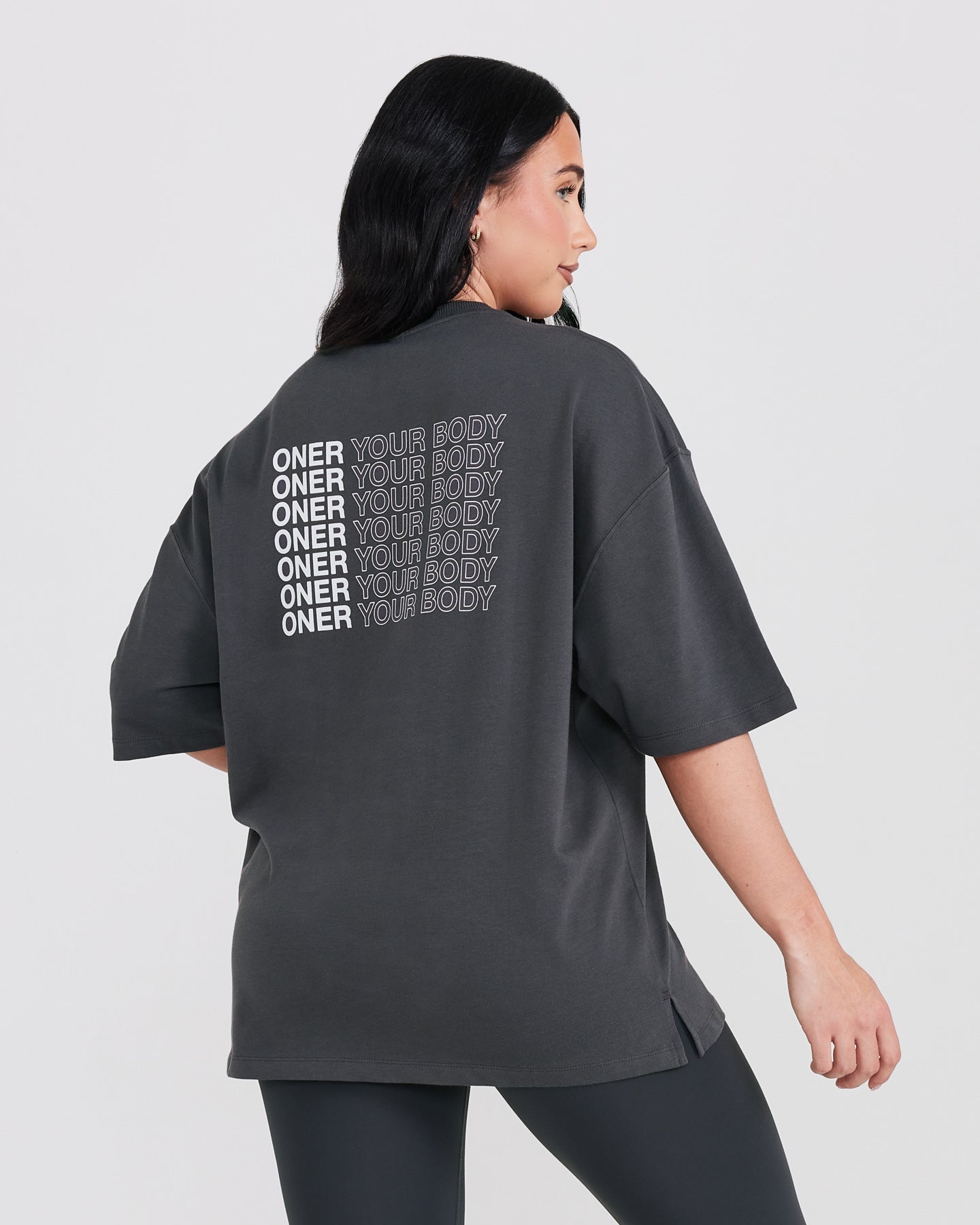 Baumwoll Sportshirt Damen - Oversize Farbe Coal | Oner Active