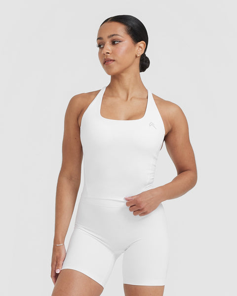 Neckholder Top Weiss Damen - Integrierter Sport-BH | Oner Active